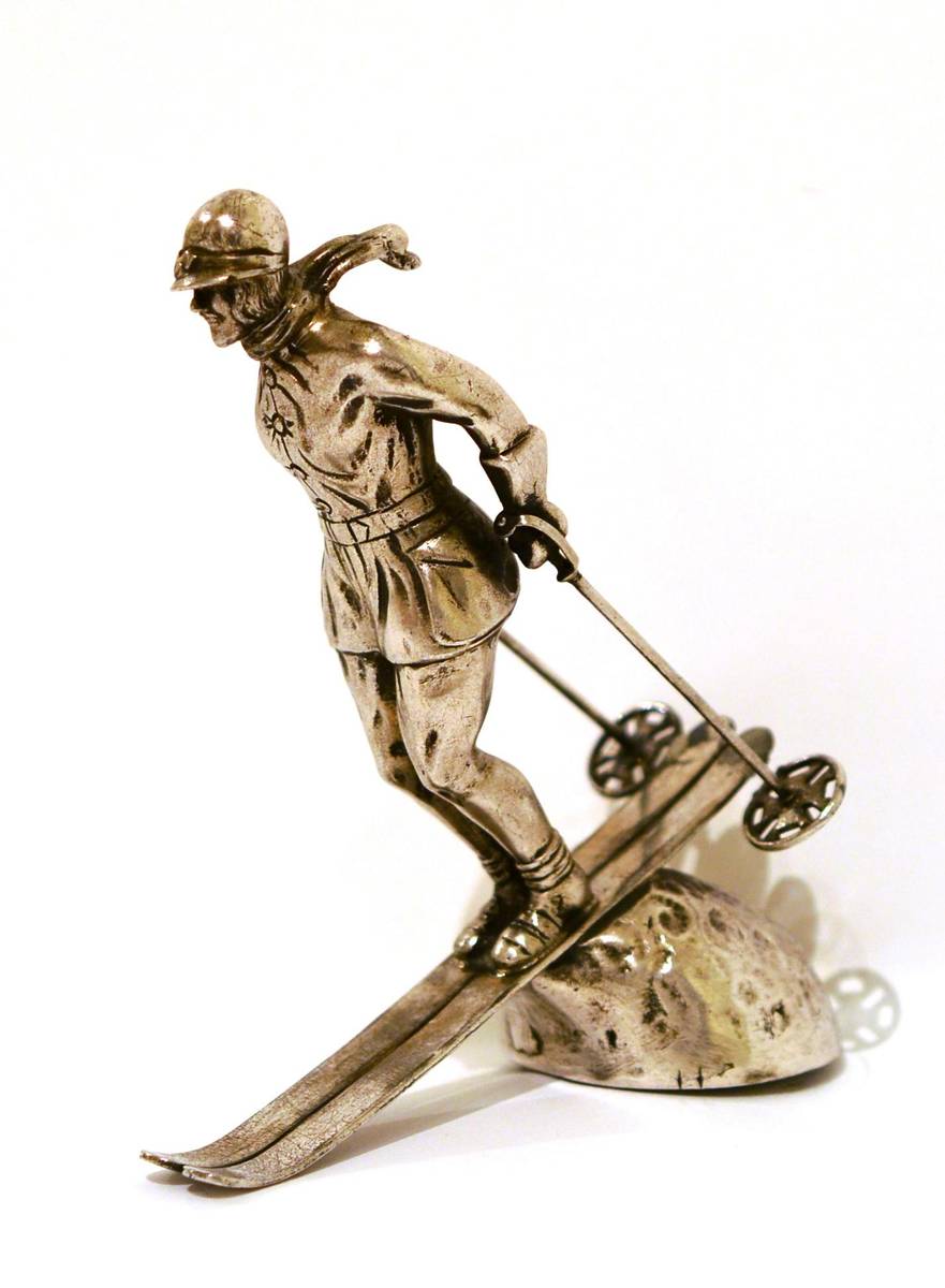 Lot 2026 - A Chromium Plated Riley Ski-Lady Car Mascot,