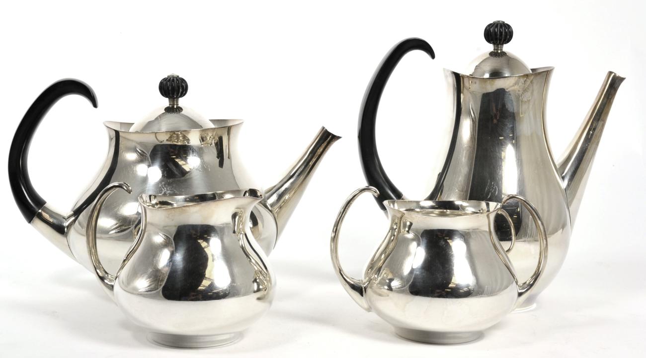 Lot 190 - A post War four piece silver plate tea set,