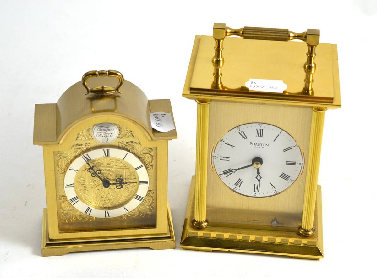 Lot 206 - An Acctim Phaeton carriage clock and another