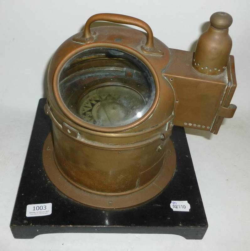 Lot 1003 - A Ships Brass Binnacle Compass by G.
