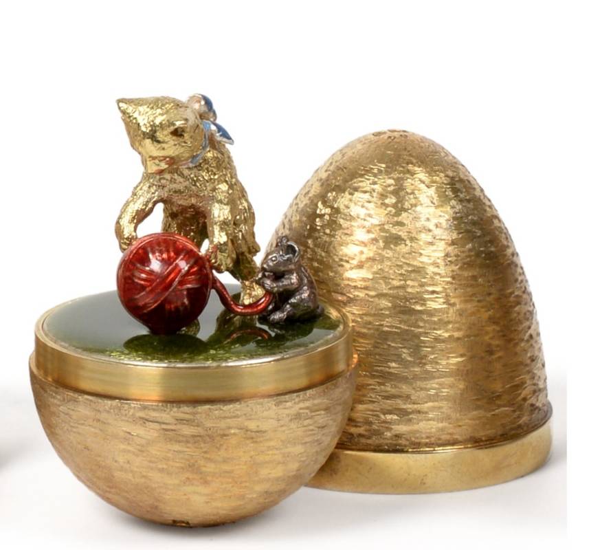 Lot 2450 - Stuart Devlin: A Silver Gilt Surprise Egg,