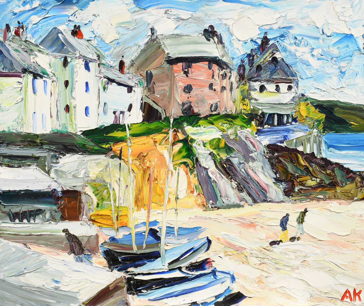 Lot 1075 - Alan Knight (b.1949) Figures on a beach