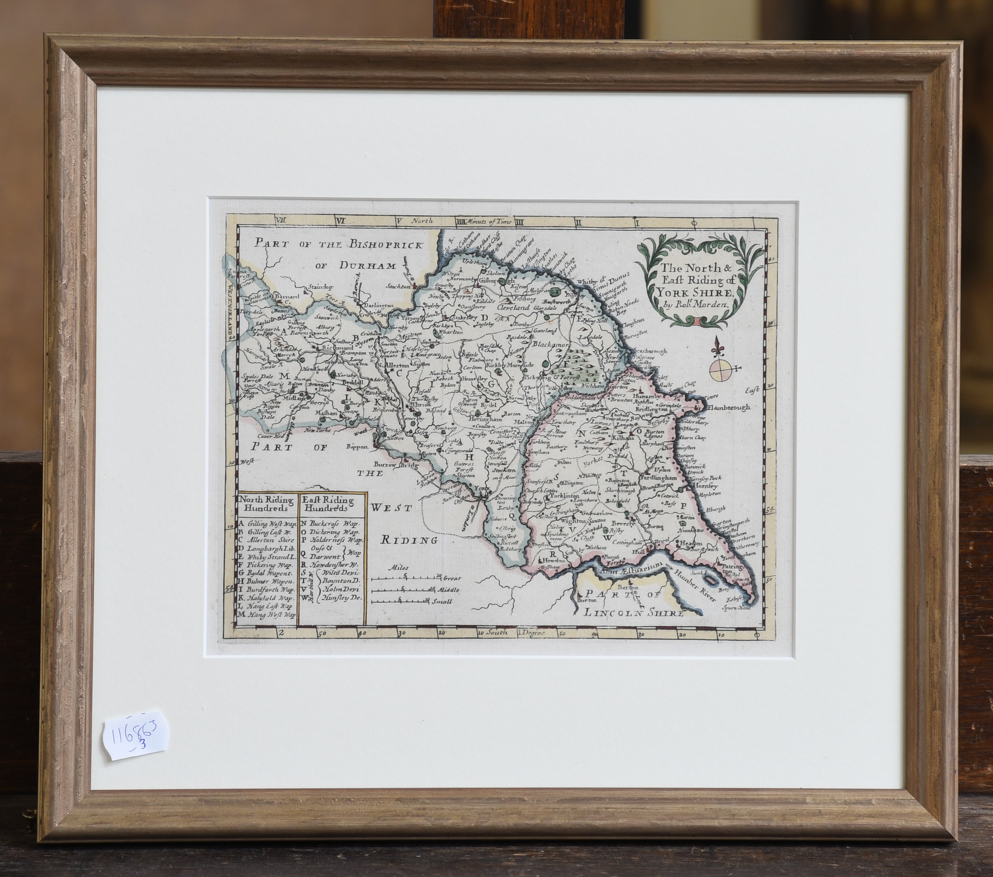 Lot 1037 - Robert Morden, map of Durham, J.Ellis map