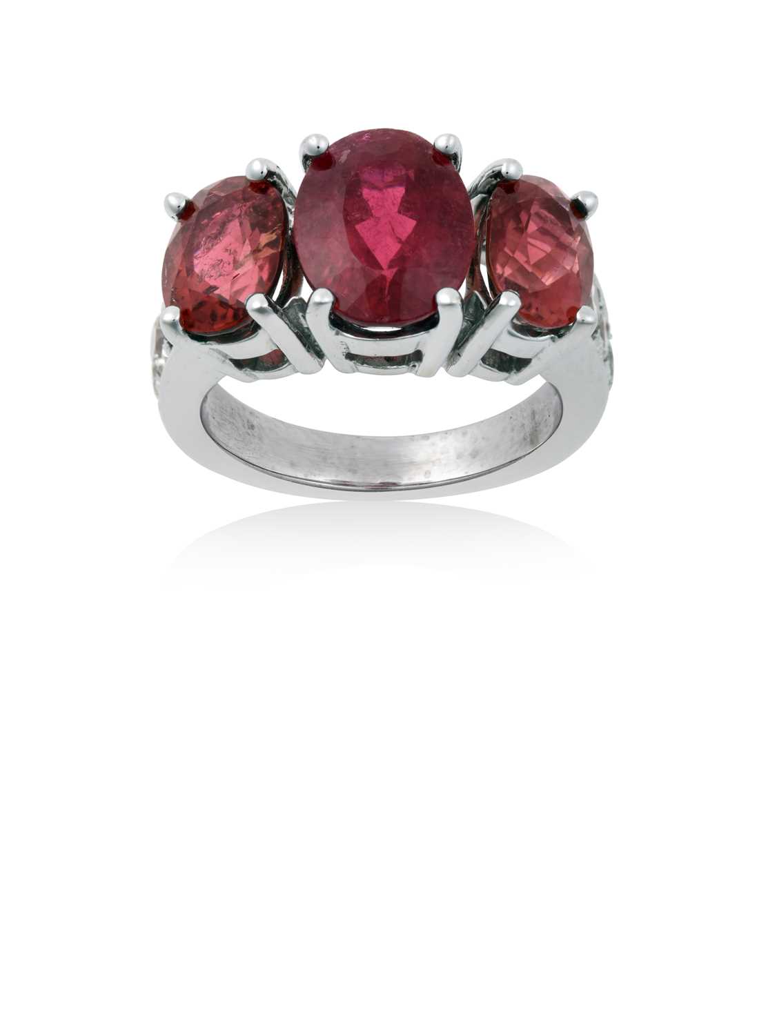 Lot 2260 - A Pink Tourmaline and Diamond Ring three