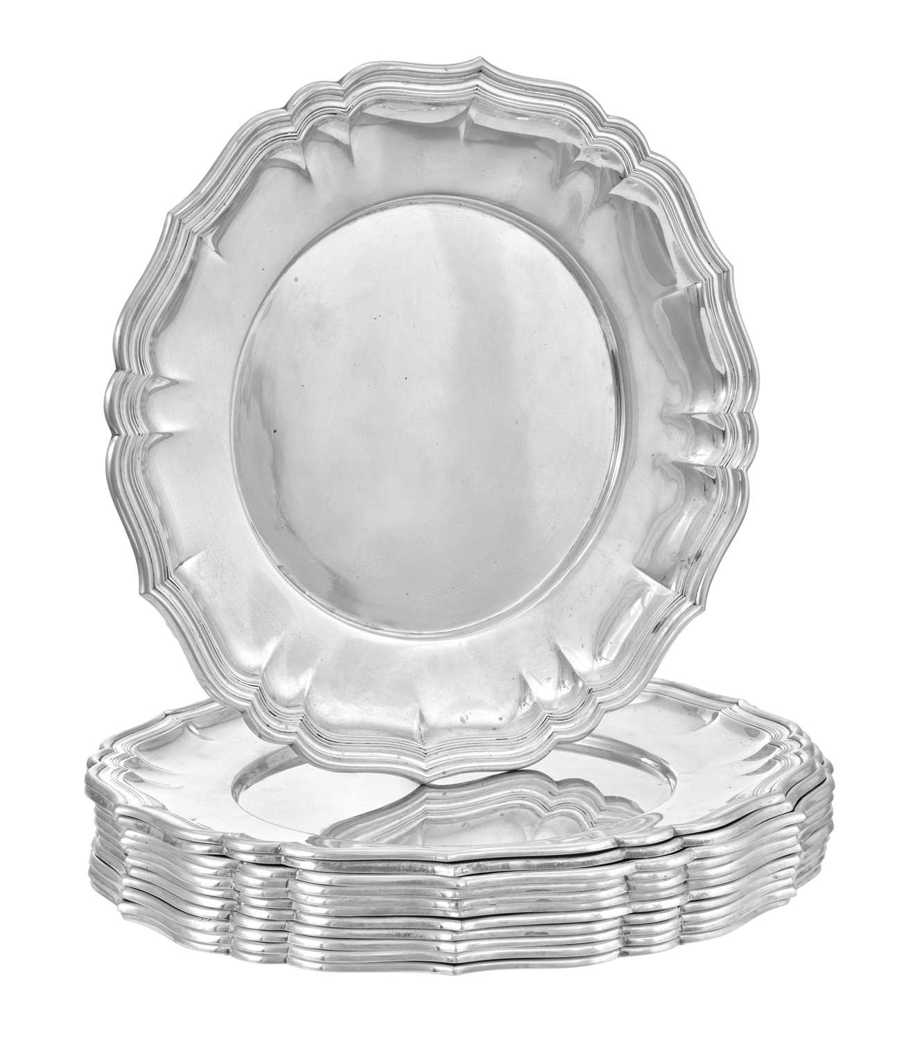 Lot 1034 - A Set of Twelve German Silver Dinner-Plates,