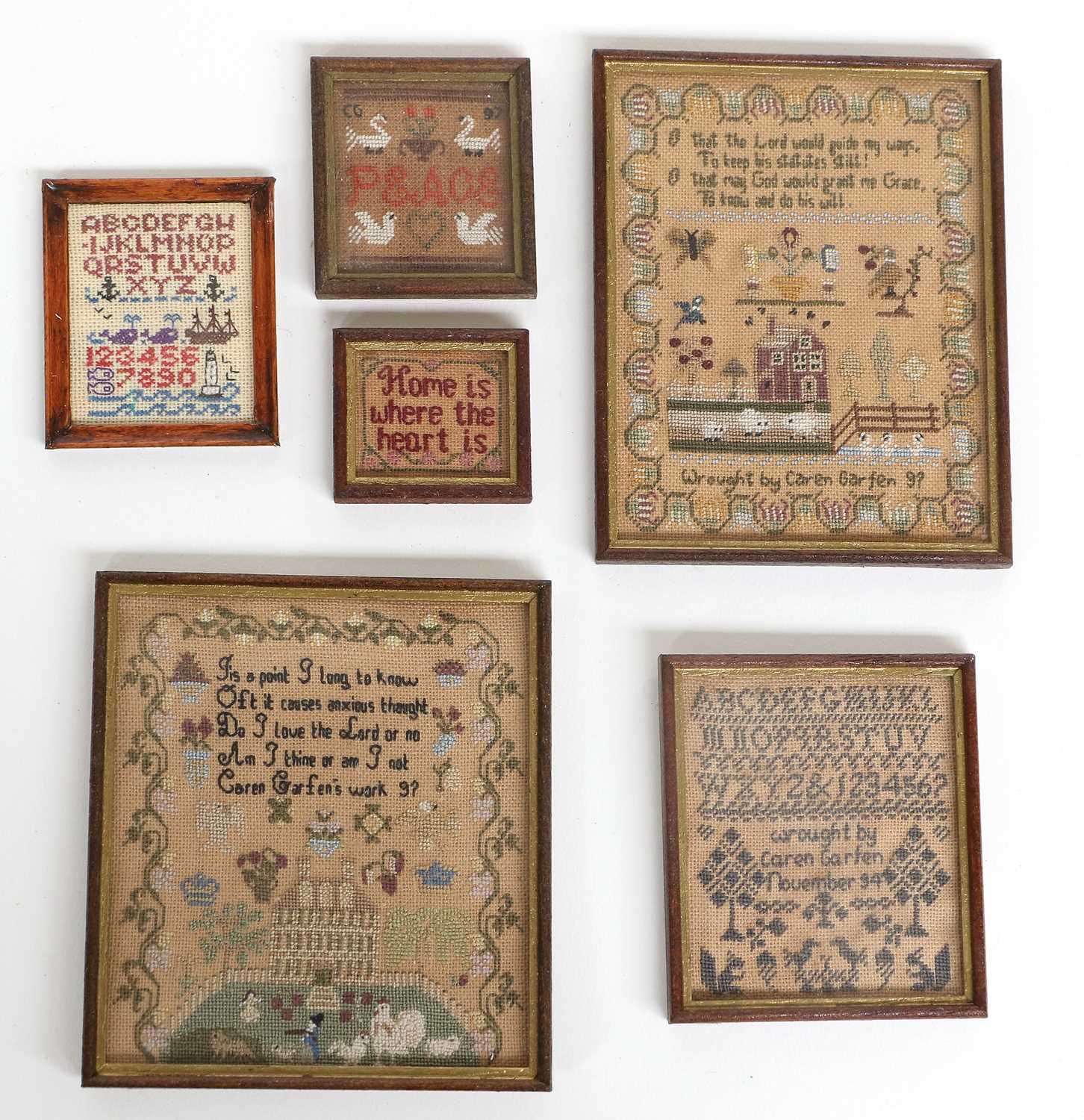 Lot 1017 - A Collection of Five Miniature Samplers by