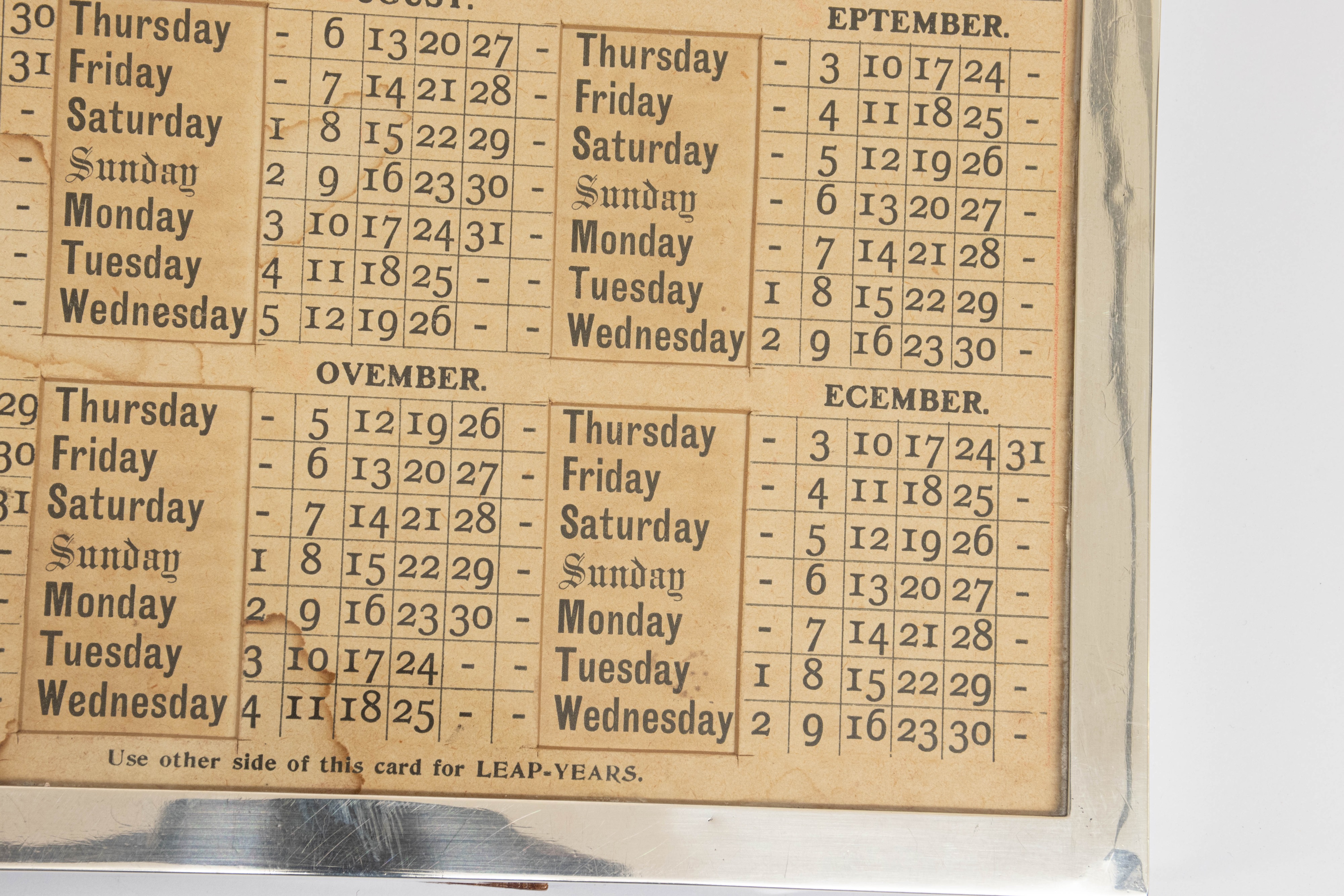 Lot 2155 - A George V Silver Framed Perpetual-Calendar,