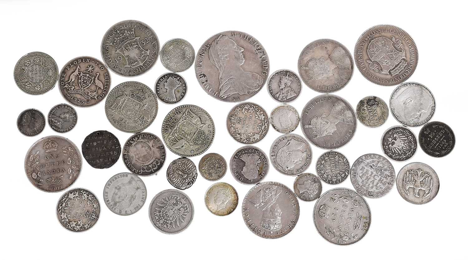 Lot 218 - Assorted World Silver Coins, including a