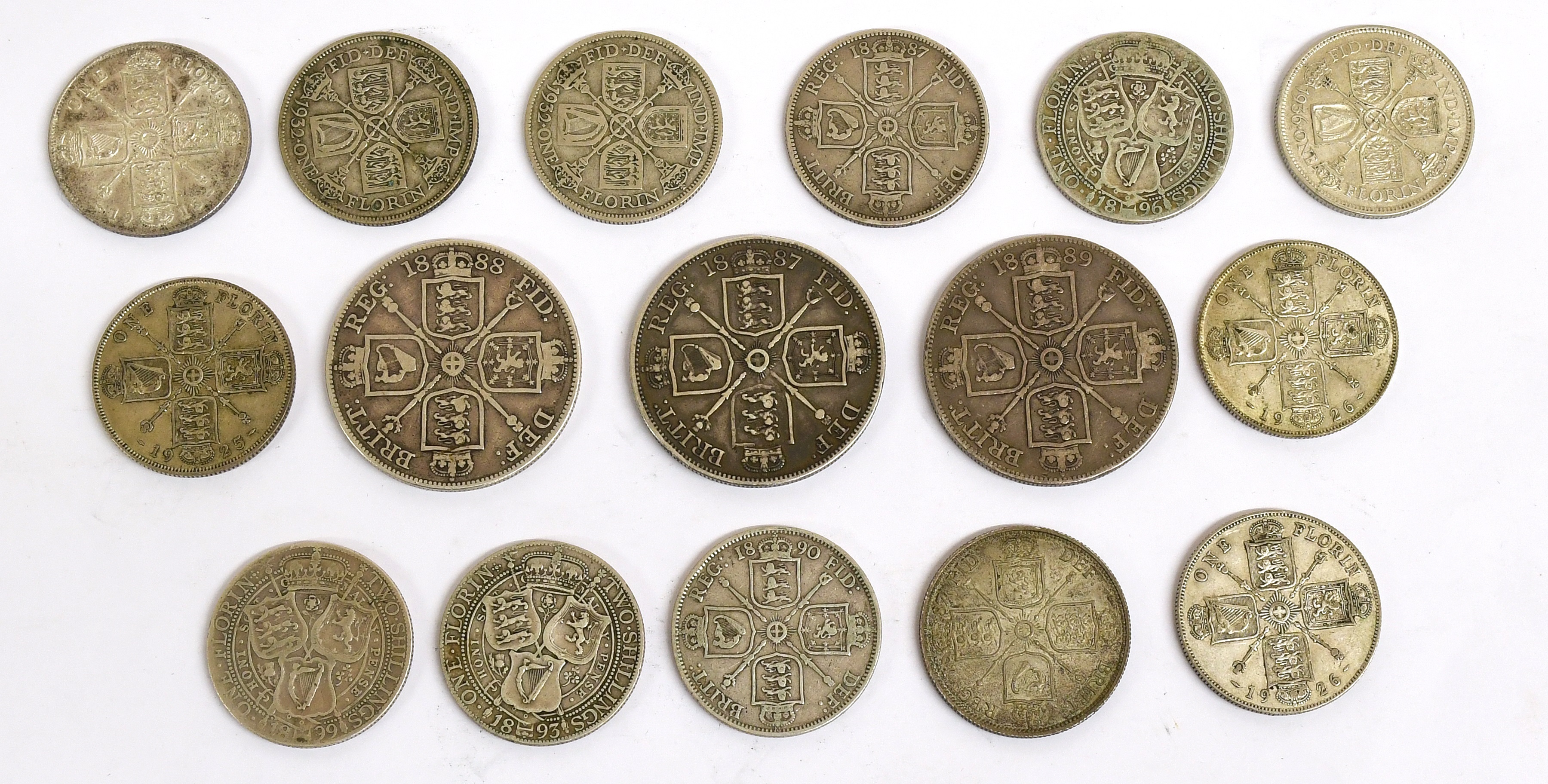 Lot 171 - Assorted Florins and Double Florins, to