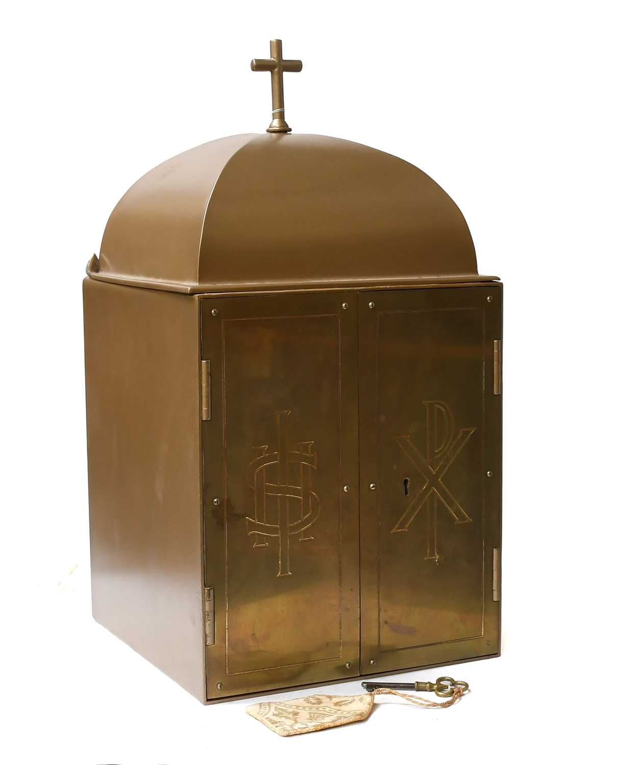 Lot 214 - A Gilt Metal Tabernacle Safe, square section