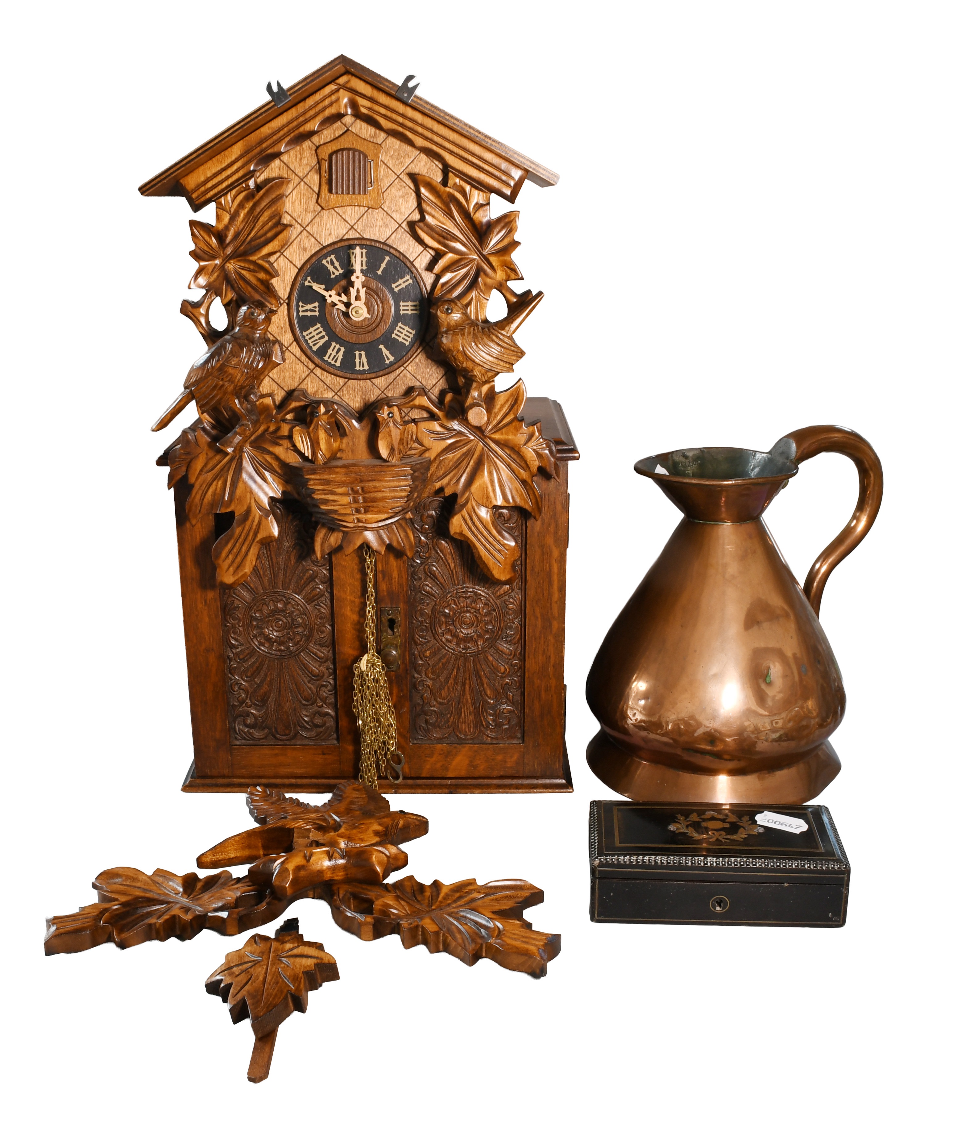 Lot 375 - A Black Forest Cuckoo Wall Clock, together