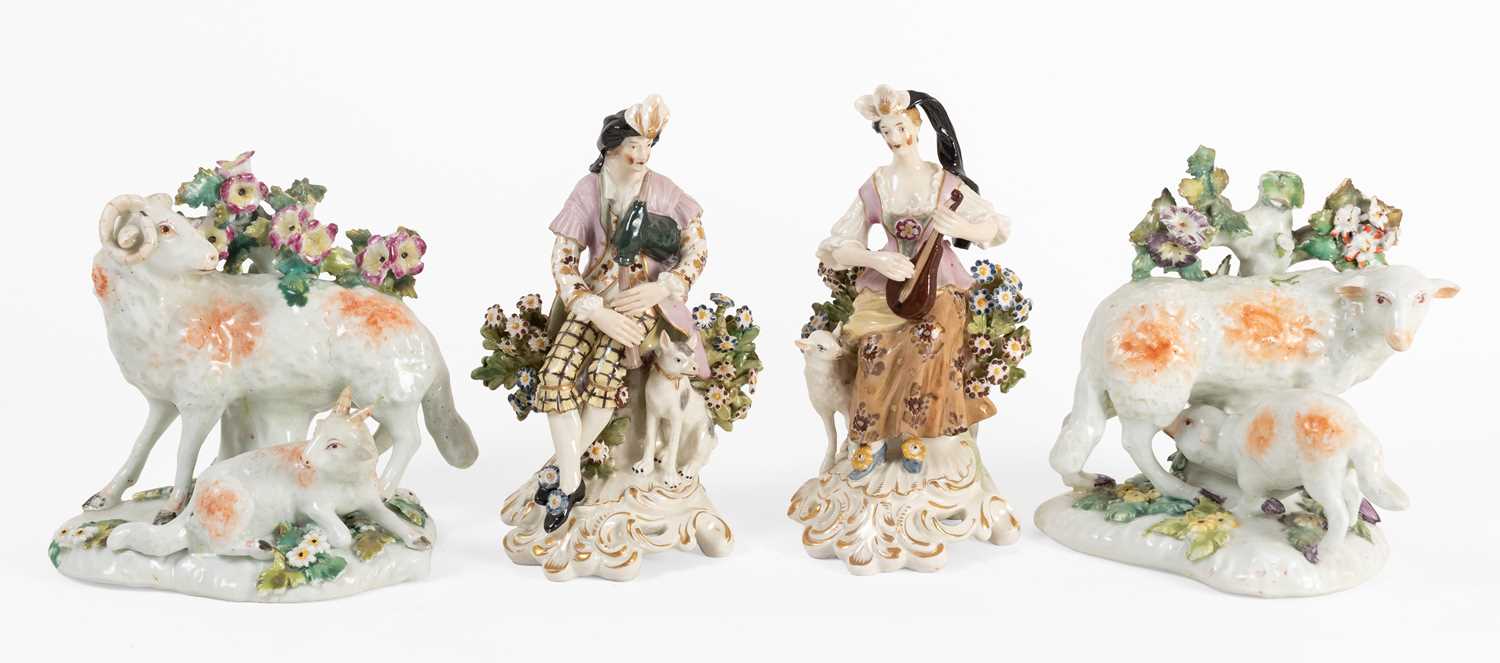 Lot 15 - A Pair of Derby Porcelain Models of a Ram and