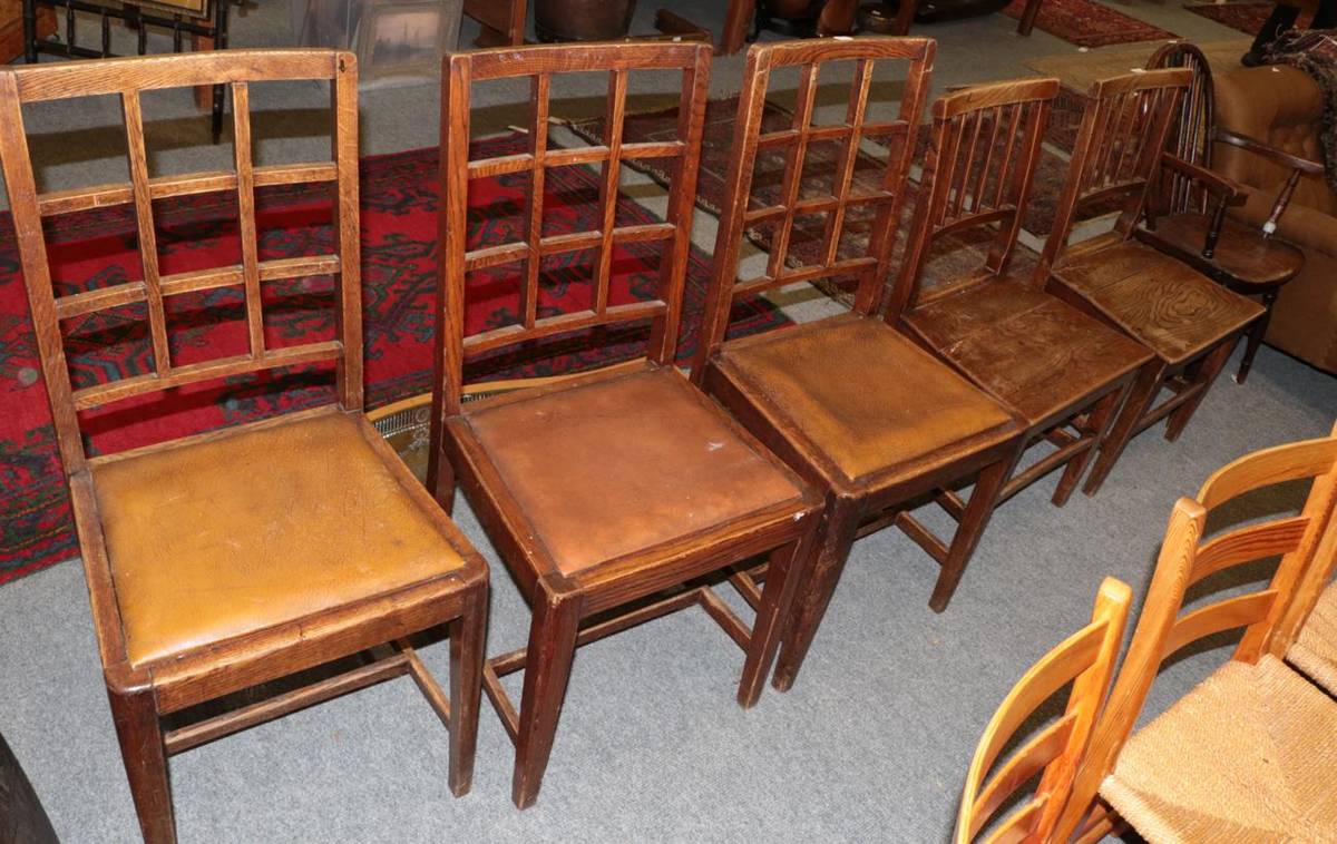 Lot 1260 - Pair of 19th century ash chairs, three oak