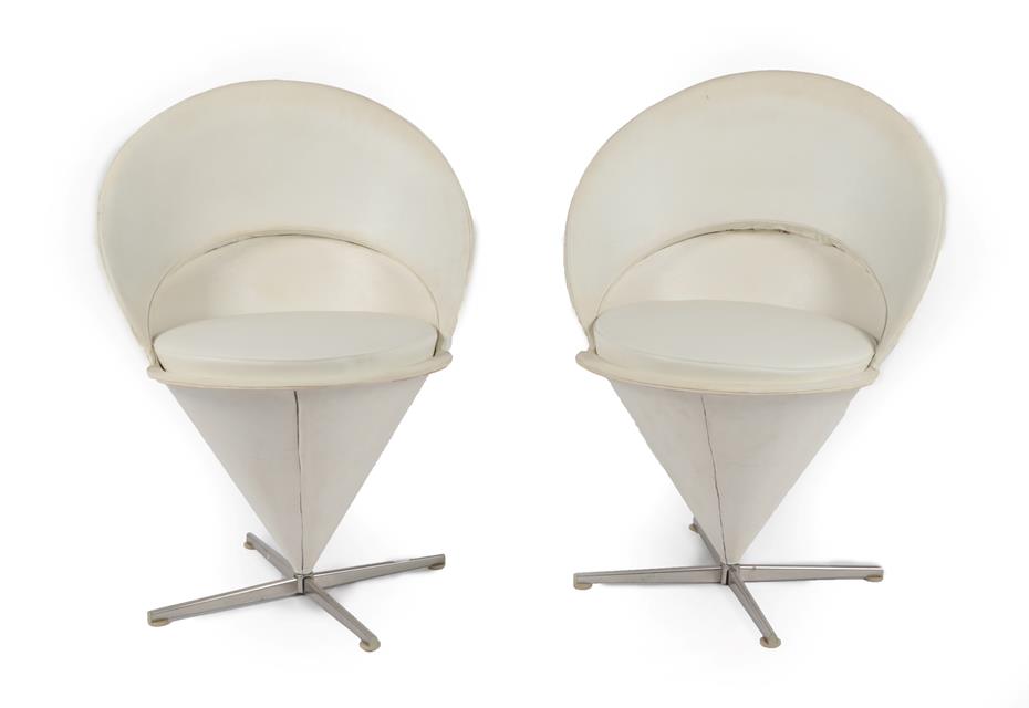 Lot 1196 - A Pair of 1960's Verner Panton Cone Chairs,