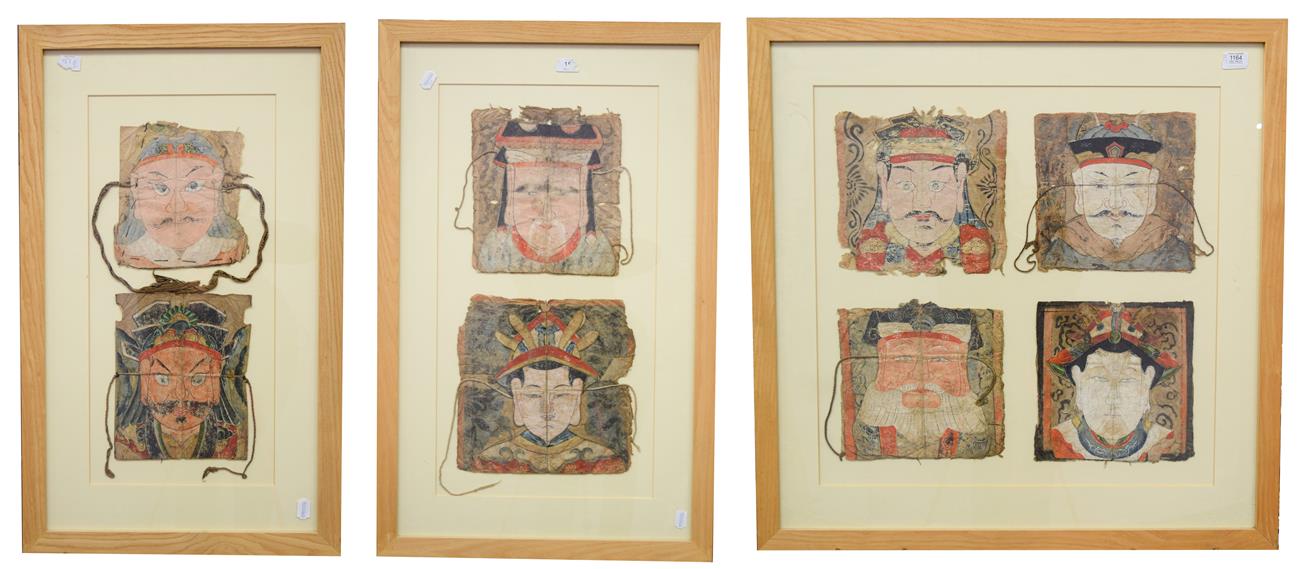 Lot 1164 - A collection of eight Chinese paper masks,